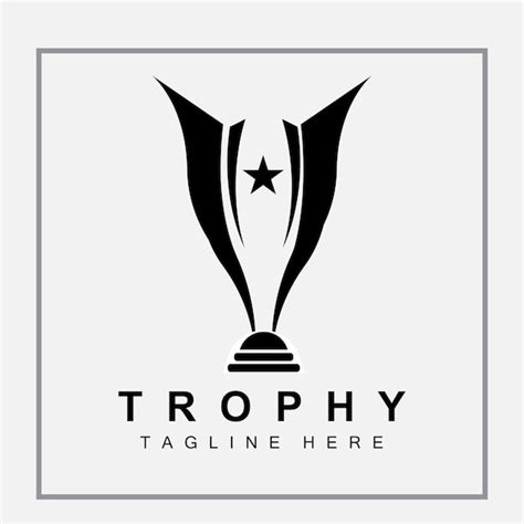 Trofee Logo Design Award Winnaar Kampioenschap Trofee Vector Succes Merk Premium Vector