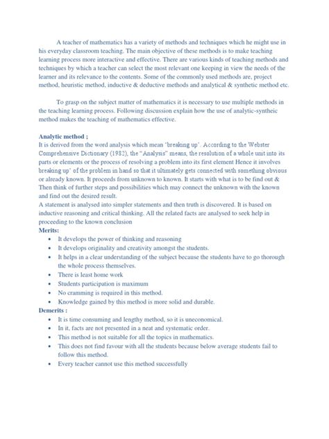 Synthetic Analytic Method Pdf Analysis Logic