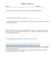 Prelab Ohms Law Pdf Prelab For Ohm S Law Name Section What Is Ohm S Law Give Formula