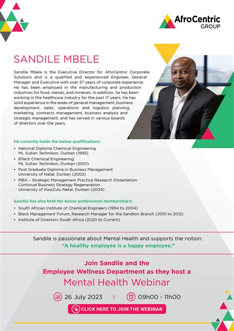 Mental Health Webinar Sandile Mbele Workcare Wellness Centralised Site