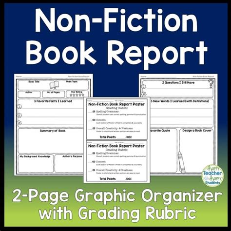 Non Fiction Book Report Template 2 Page Nonfiction Book Graphic Organizer