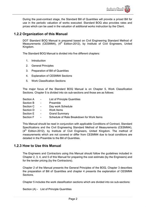 Standard Bill Of Quantities Pdf
