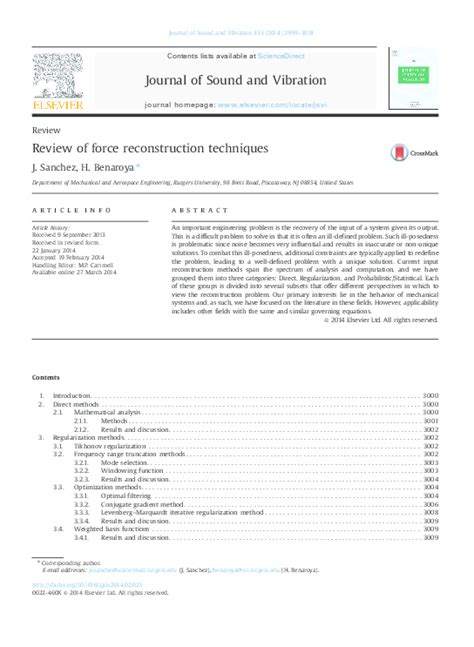 Pdf Review Of Force Reconstruction Techniques