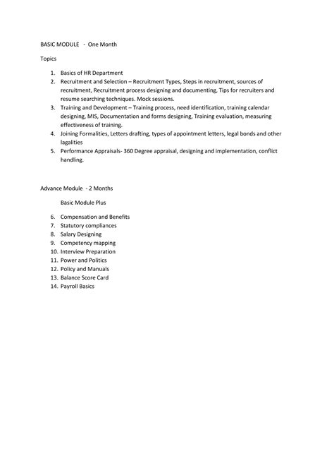 Hr Training Module Syllabus Docx