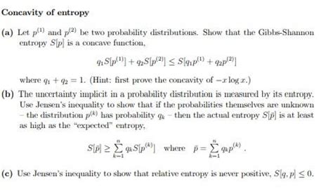 Solved Concavity Of Entropy A Let P And P Be Two Chegg