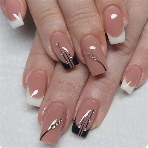 Coffin Diamond Acrylic French Nail Art Short Luxury Press On Nails False Artificial Fingernails