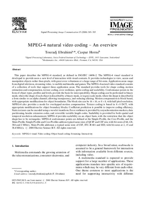 pdf mpeg 4 natural video coding an overview