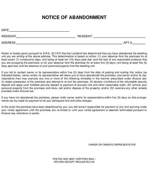 Free 14 Abandonment Notice Templates In Pdf Ms Word