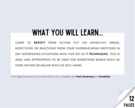 Dbt Resistt Technique Distress Tolerance Skills Emotional