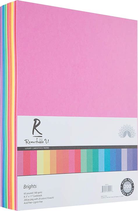 Premium Colored Cardstock Paper 8 5” X 11” Assorted Bright Colors