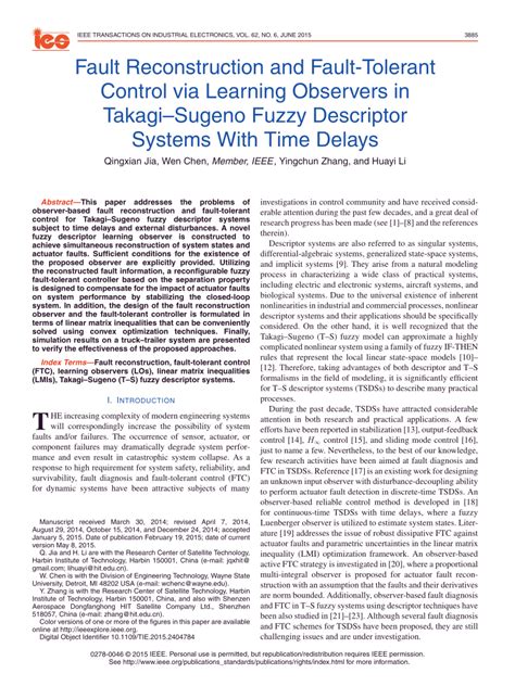 Pdf Fault Reconstruction And Fault Tolerant Control Via Learning