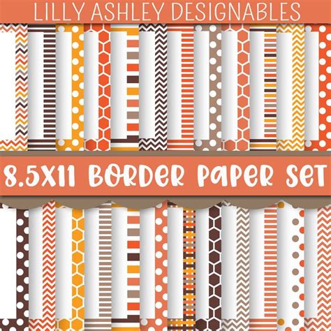 Border Paper Printable Paper Set  85x11 Fall Border Classroom