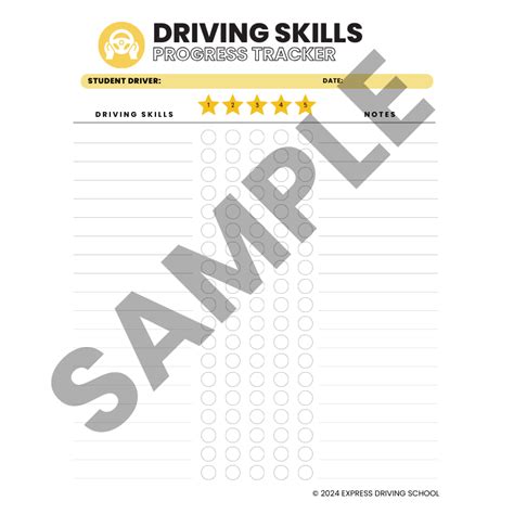 Learn To Drive Driving Skills And Goals Progress Tracker Express