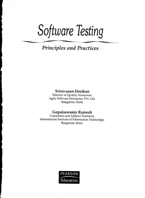 Software Testing Notes Software Testing Principles And Practices Srinivasan Desikan Director