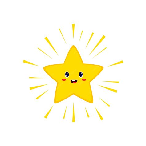 Shining Star Cartoon Weather Character Personage Premium Vector