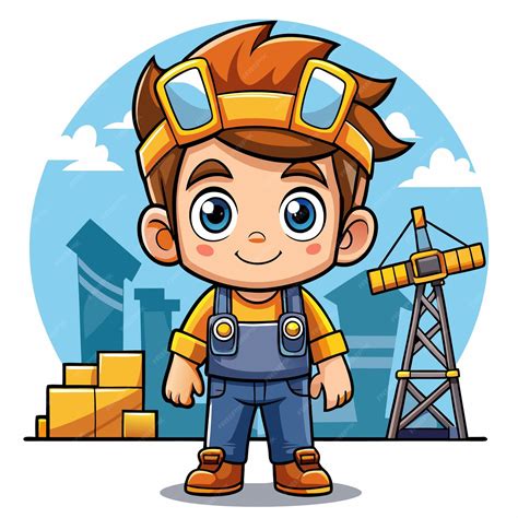 Premium Vector Cute Kawaii Engineer Labor Chibi Mascot Vector Cartoon Style