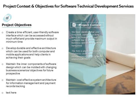Project Context And Objectives For Software Technical Development Services Ppt Ideas