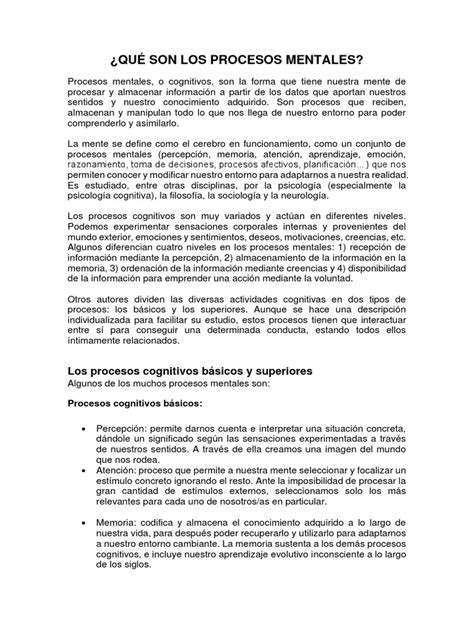 ¿qué Son Los Procesos Mentales Pdf