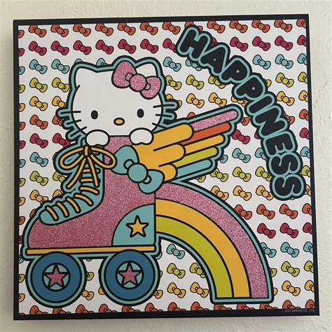 Hello Kitty Roller Skating Rainbow Wings Canvas Wall Depop