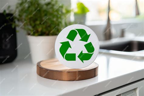 Recycle Symbol Mockup On A Refrigerator Magnet Encouraging Recycling