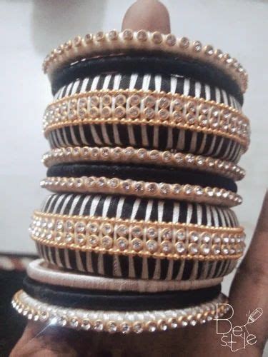 Black And White Silk Thread Bangles Set For Occational At Rs 1000 Pair