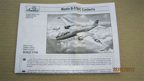Amodel 1432 Martin B 57bc Canberra Bomber Scale Plastic Model Kit 1
