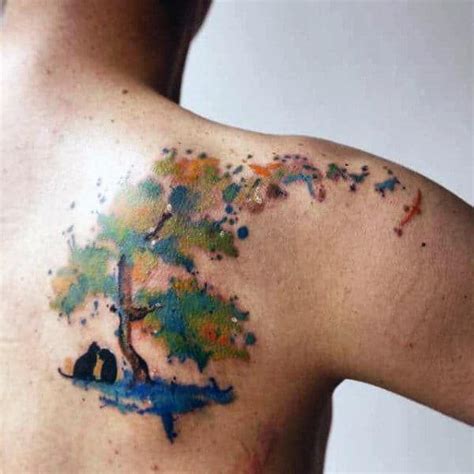 70 Cool Watercolor Tree Tattoo Designs For Men Tree Tattoo Designs Watercolor Tattoo Tree