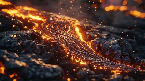 Nahaufnahme Eines Vulkans Der Mit Heißer Lava Ausbricht Ki