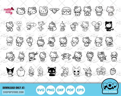 Hello Kitty 100 Cliparts Bundle Hello Kitty Svg Cut Files For Cricut