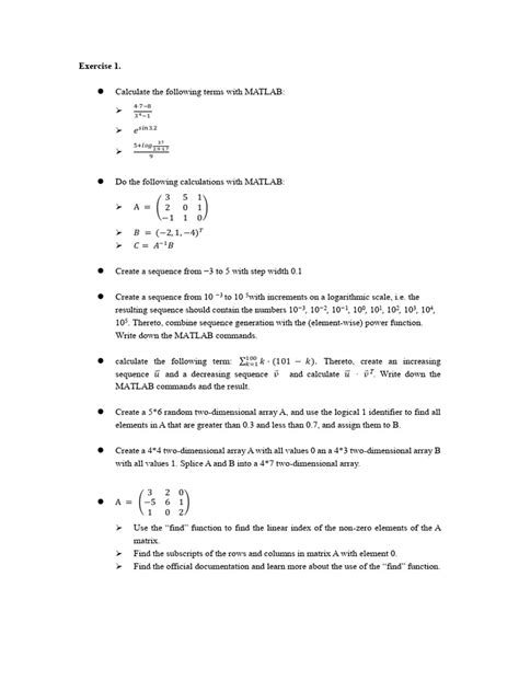 Matlab Exercises For Data Analysis And Visualization Pdf Matrix