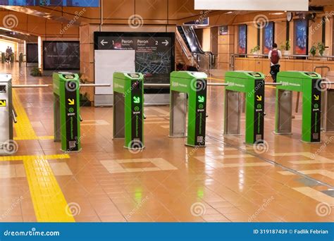 The Entrance And Exit Tap Gate At Commuter Line Train Station In
