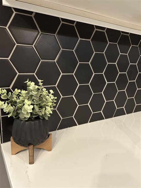 Basalt Hexagon Kitchen Backsplash Kitchen Backsplash Black
