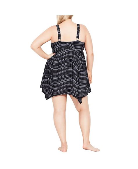 Avenue Womens Plus Size Sharkbite Print Swim Dress Macys