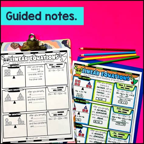 Linear Equations Infinite No And One Solutions Guided Notes W Doodles