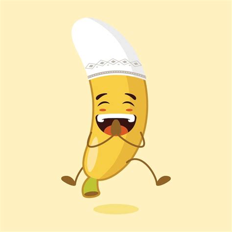 The Cute Banana Character Is So Excited That He Jumps And Gives A