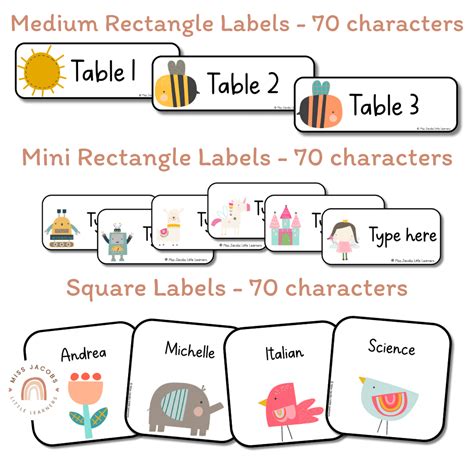 Cute Classroom Labels Bundle Assorted Characters Editable Student Na