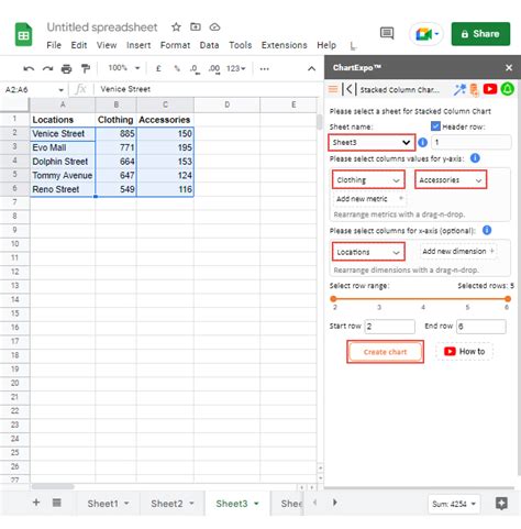 how to create a stacked column chart with two sets of data