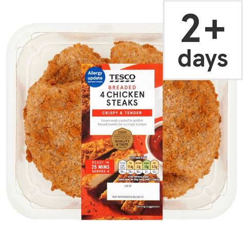 Tesco Breaded Chicken Steaks 4 Pack 505g Tesco Groceries