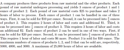Solved Formulate A Linear Program That Allows The Company To