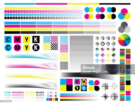 Cmyk Print Calibration Illustration With Offset Printing Marks And