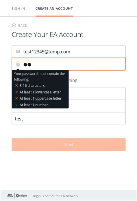 Origin Dumb Password Rules