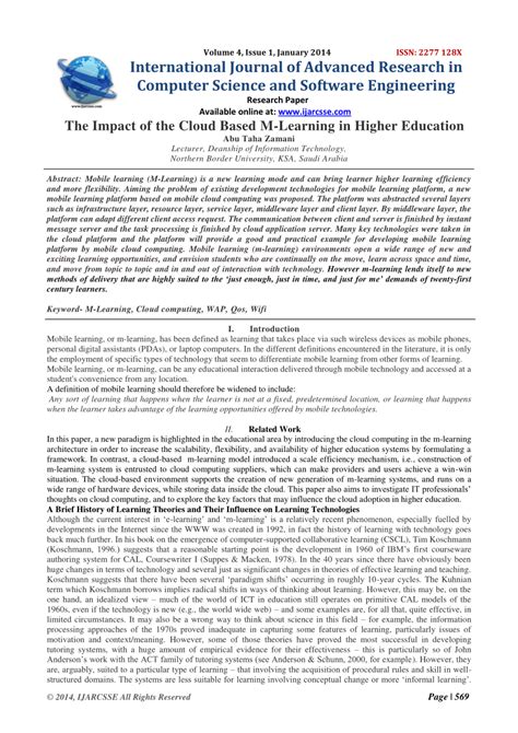 pdf the impact of the cloud based m learning in higher education