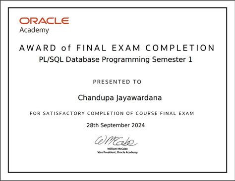 Plsql Databaseprogramming Oracleacademy Learning Certificates