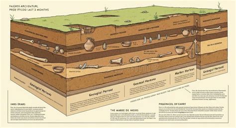 Archaeological Stratigraphy Cross Section Diagram Stock Illustration