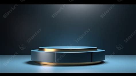 Platform Display Podium With Half Circle Stand And Cup Pedestal 3d Rendering Powerpoint