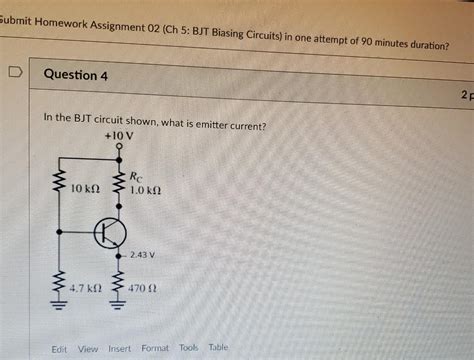 Solved Submit Homework Assignment Ch BJT Biasing Chegg