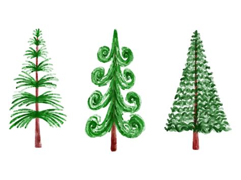 Premium Vector Christmas Watercolor Pine Tree Illustration