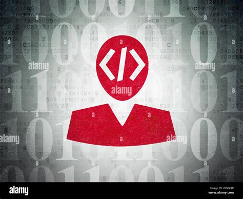 Database Concept Programmer On Digital Data Paper Background Stock