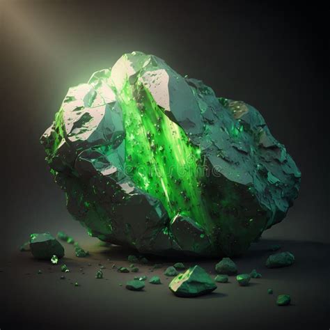 Magical Mineral Emerald Green Gemstone Glowing Gemstone Stock