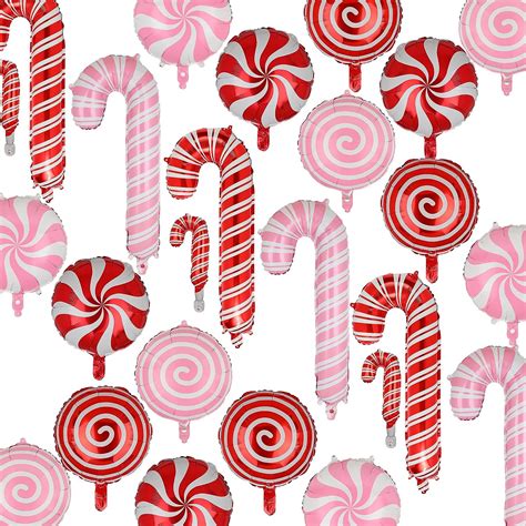 Sweet Candy Balloon Pink Red Candy Cane Balloons Lollipop Balloon Xmas Christmas